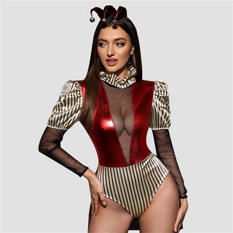 Sexy Jester Costume Adult Circus Clown Cosplay Outfits Joker Villain R