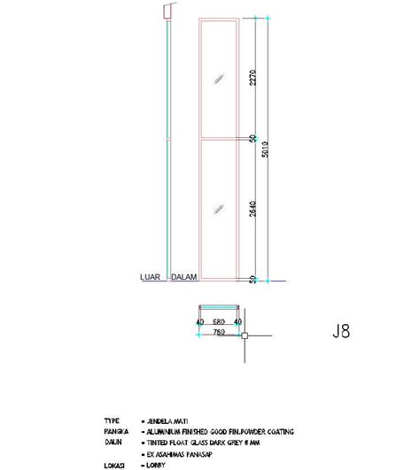 760×5010 Sized Section Window Design Is Given In Autocad Drawing Cad File Dwg File