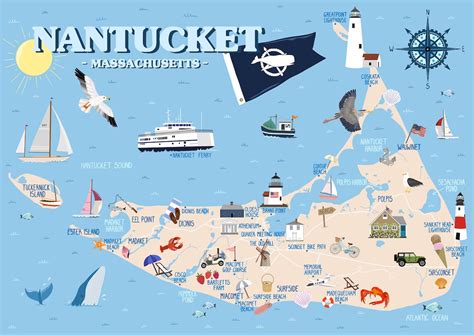 Nantucket Map Print Etsy Uk