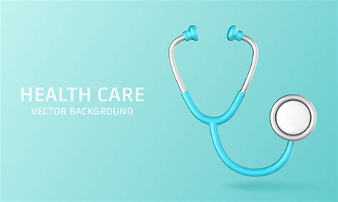 파란색 배경에 고립된 3d 사실적인 의료 청진기 의학 및 건강 관리 심장학 의학 교육 벡터 3d 일러스트 레이 션 3차원 형태에 대한 스톡 벡터 아트 및 기타 이미지