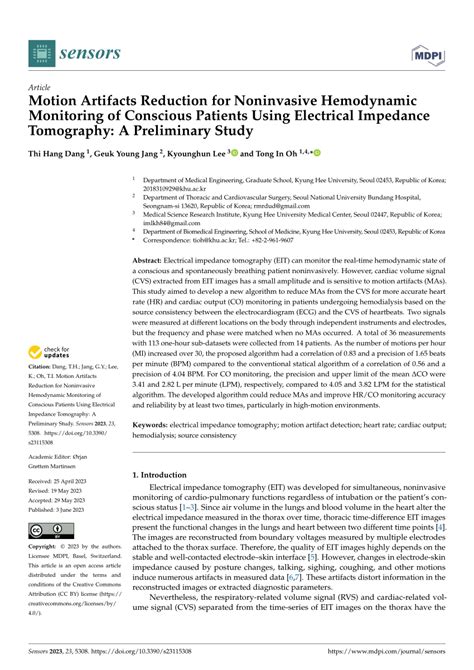 Pdf Motion Artifacts Reduction For Noninvasive Hemodynamic Monitoring Of Conscious Patients