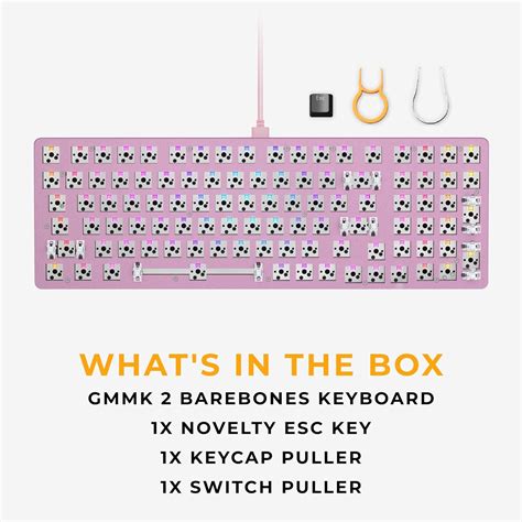 GLORIOUS GMMK Custom Keyboard Base Full Size Barebones Kit Hot Swappable Pink Mechanical