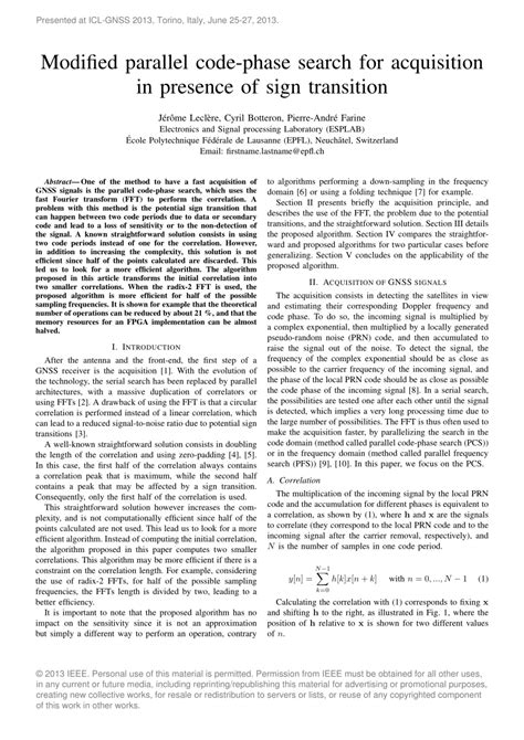 Pdf Modified Parallel Code Phase Search For Acquisition In Presence Of Sign Transition