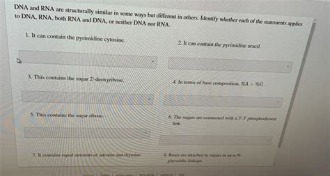 Solved DNA And RNA Are Structurally Similar In Some Ways But Chegg
