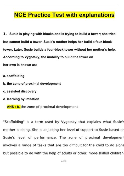 Nce Practice Test With Explanations Latest 2024 Questions With 100 Correct Answers Verified