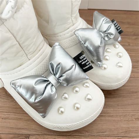 패딩 리본 진주 뽀비츠 세트 12pcs 실버 통통 리본 크록스 하트 지비츠 에이블리