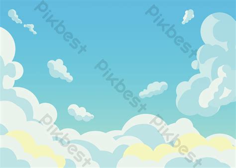 Gradient Flat Sky Clouds Perspective Cartoon Psd Free Download Pikbest