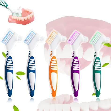 Acdanc Denture Brushes 5 Pack Double Sided Denture Toothbrush Portable