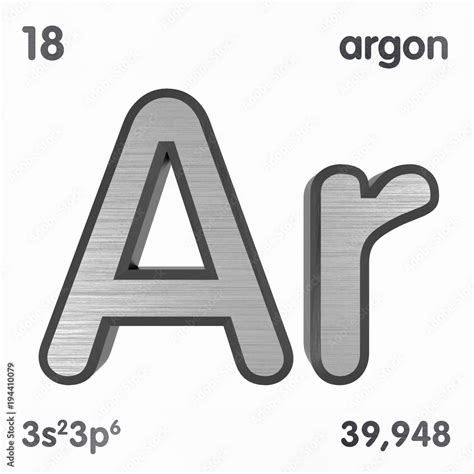 Argon Ar Chemical Element Sign Of Periodic Table Of Elements 3D