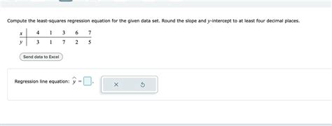 Solved Compute The Least Squares Regression Equation For The Chegg Com