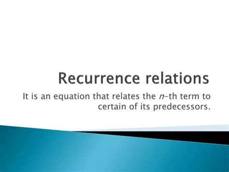 PPT Recurrence Relations PowerPoint Presentation Free Download ID