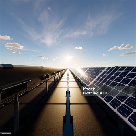 하늘 배경이 있는 물 위에 떠 있는 태양열 태양광 발전 또는 태양열 농장의 3d 렌더링 화력 발전소에 대한 스톡 사진 및 기타 이미지 화력 발전소 0명 3차원 형태