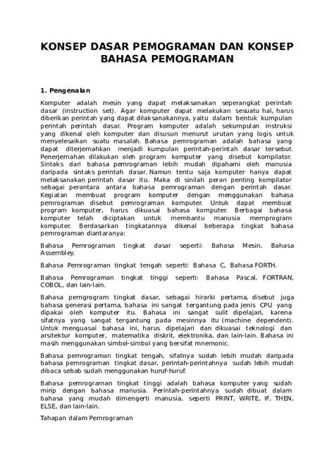 Doc Konsep Dasar Pemograman Dan Konsep Bahasa Pemograman