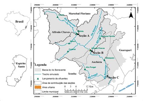 Bacia Hidrográfica Do Rio Benevente E Representação Dos Rios Modelados