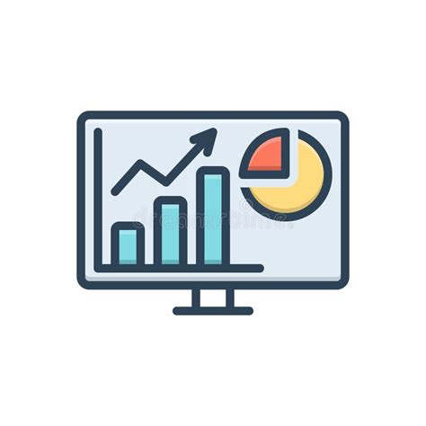 Color Illustration Icon For Analytics Statistic And Screen Stock
