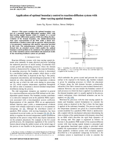 Pdf Application Of Optimal Boundary Control To Reaction Diffusion