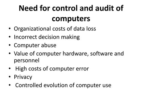 Information Systems Audit N Control Introduction Ppt