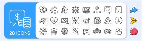 Coins Brand And Analytics Graph Line Icons For Web App Printing App Line Icons Vector Stock