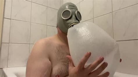 Gas Mask Breath Play Two Cums Bathtub