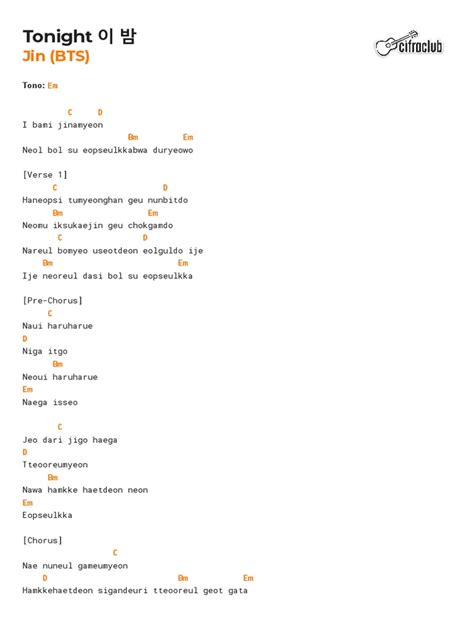 Acordes Jin Bts Tonight 이 밤 Pdf