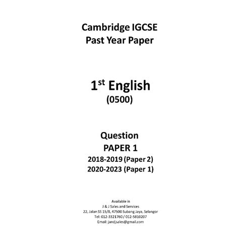 Igcse First English 0500 Past Year Paper 2019 2024 Shopee Malaysia