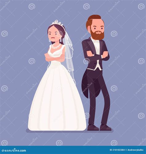 Angry Offended Bride And Groom On Wedding Ceremony Stock Vector