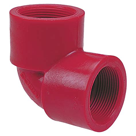 Red Pvdf Schedule 80 90 Degree Elbow Threaded 1 2 In To 2 In Size