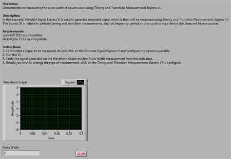 pulse width measurement using an express vi ni community