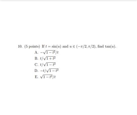 Solved points If t sin u and u π π find Chegg com