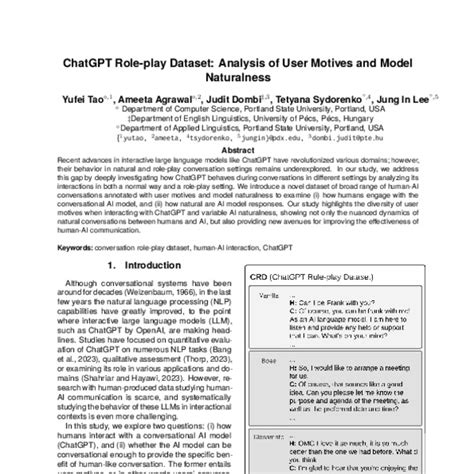 ChatGPT Role Play Dataset Analysis Of User Motives And Model Naturalness ACL Anthology