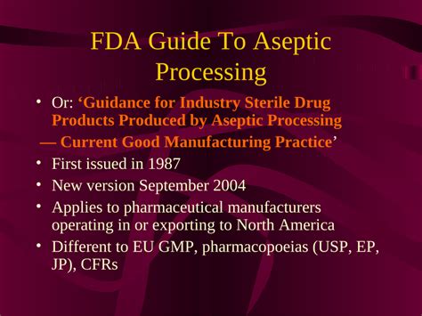 Pdf Fda Guide To Aseptic Processing