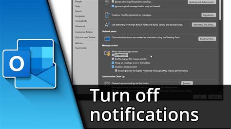 How To Turn Off Outlook Notification Tutorial Youtube