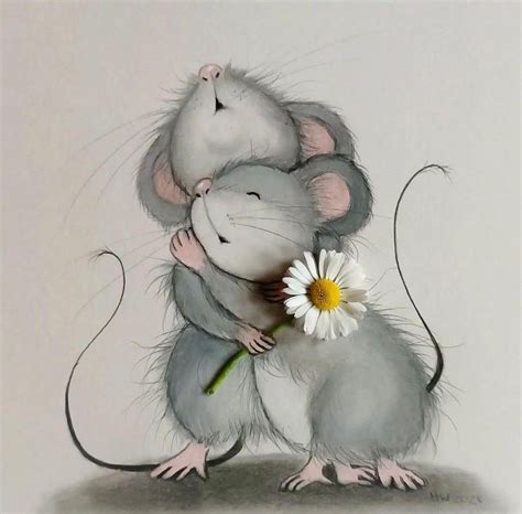 Cute Mice Drawings Cute Mouse Drawing With Flower Pencildrawing Doodles