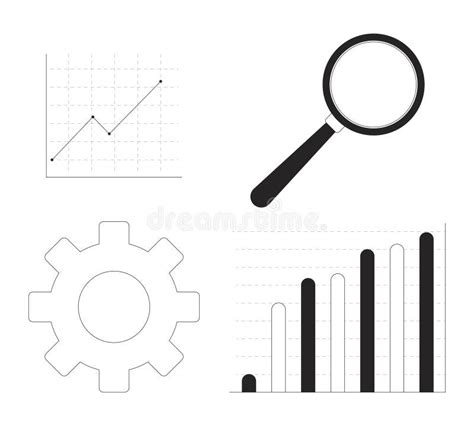 Business Data Analytics Black And White 2d Line Objects Set Stock