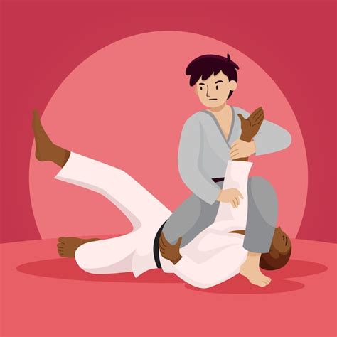 일러스트를 싸우는 주짓수 선수 프리미엄 벡터