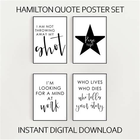 Hamilton Quotes Poster Set 8 Prints Hamilton Musical Etsy