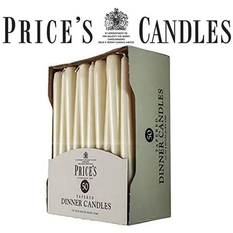 Prices Tapered Dinner Candles Pack Of 50 25cm Long Non Drip Rbh