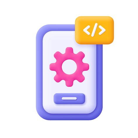 Smartphone With Gear And Code Symbol Smartphone Setting And Tools Development Coding And