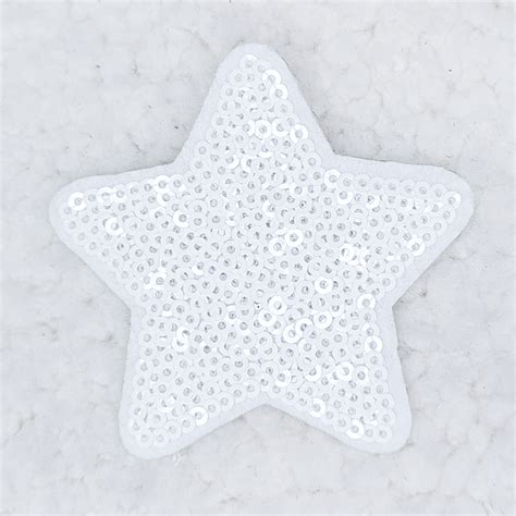 White Sequin Star Hat Pocket Patch