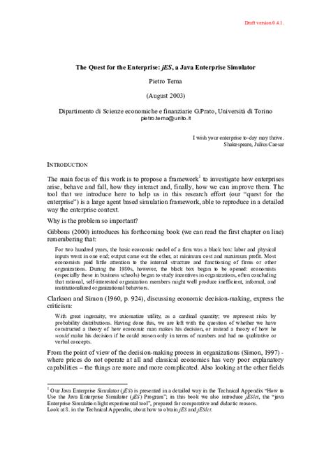 Pdf The Quest For The Enterprise Jes A Java Enterprise Simulator