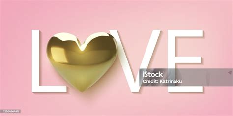 해피 발렌타인 데이 인사말 카드입니다 분홍색 배경에 사실적인 3d 골드 메탈릭 하트와 텍스트 사랑과 결혼식 제품 웹 배너 및 전단지용 템플릿입니다 벡터 2월에 대한 스톡