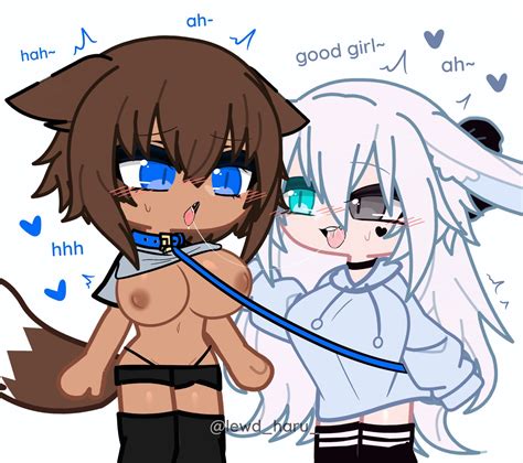 Rule 34 2girls Big Breasts Blush Breasts Out Dog Ears Dog Girl Dog Tail Gacha Haru Lewd Haru