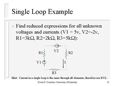 Circuit Laws Ohms Law Kirchhoffs Law Single Loop