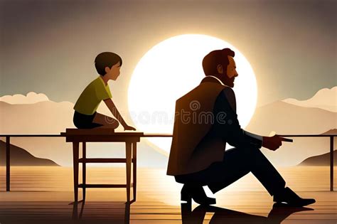 Father S Day Animated Illustration The Love Between A Dad And His Son Generated By Ai Stock