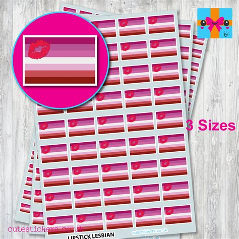 Lipstick Lesbian Flag Stickers 3 Sizes Cute Sticker