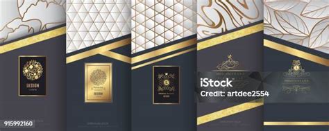 디자인 요소 레이블 아이콘 포장 고급 제품의 디자인에 대 한 프레임의 컬렉션입니다 황금 호 일로 만든 실버 및 대리석 배경에 고립 벡터 일러스트 레이 션 호화로움에 대한