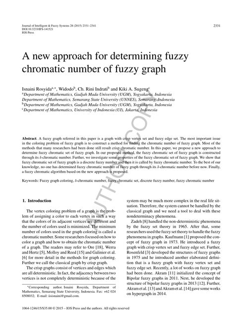 Pdf A New Approach For Determining Fuzzy Chromatic Number Of Fuzzy Graph