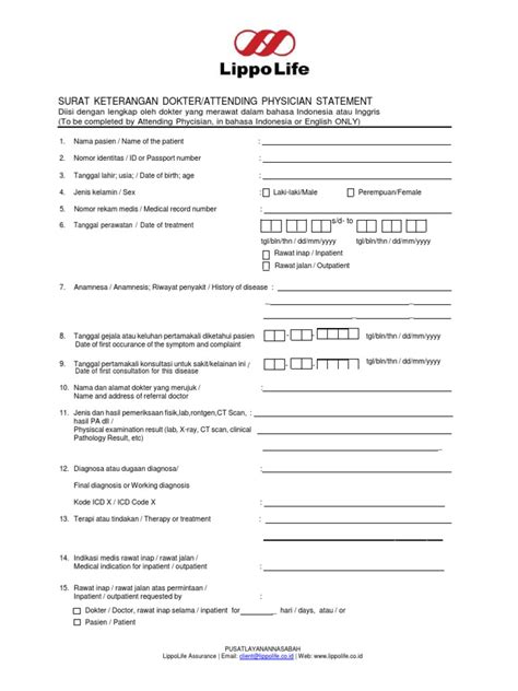 Form Attending Physician Statement Aps Pdf