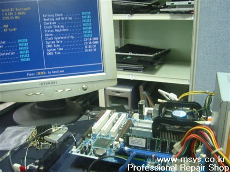 메인보드수리 순천매곡동 P4i65g 메인보드 메모리전원단 인식불증상 수리