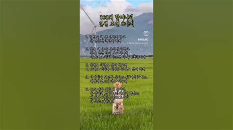 100세 할머니의 인생 조언 6가지 좋은글 감동글 명언글귀 인사이트 Youtube